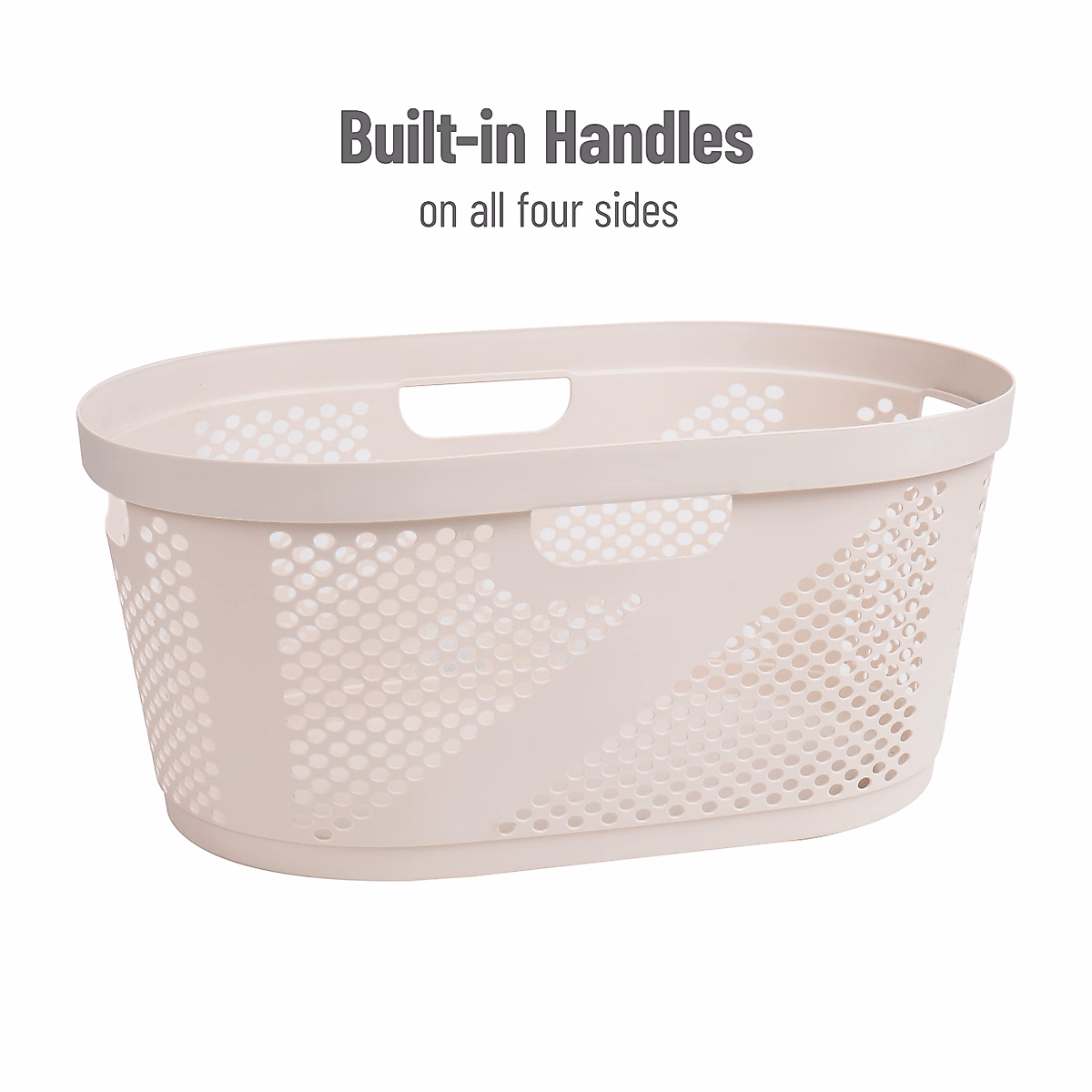 Mind Reader 40L Laundry Basket, Clothes Hamper, Ventilated, Plastic, 23"L x 14.5"W x 10.5"H, Set of 2, Ivory