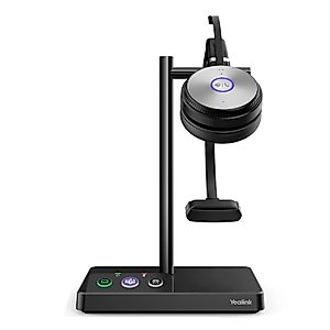 Yealink WH62 Wireless DECT Mono Headset Teams Certified, Wireless Headphones with Noise Canceling Microphone for PC Computer Laptop Mac, Office Desk Phone Softphones VoIP Telephones