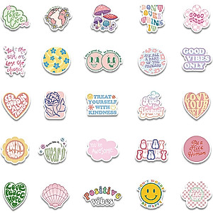 Pink Inspirational Stickers, Preppy Motivational Stickers, 50Pcs Aesthetic Encouragement Stickers for Students Teachers, Dovipta Vinyl Waterproof Stickers for Water Bottle, Laptop, Scrapbook, Journal