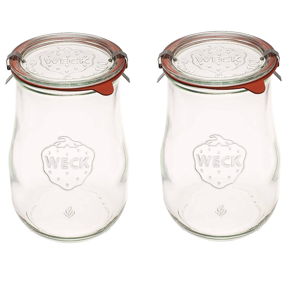 Weck Jars - Weck Tulip Jars 1.5 Litres - Sour Dough Starter Jars - Large Glass Jars for Sourdough - Starter Jar with Glass Lid - Tulip Jar with Wide Mouth - Suitable for Canning and Storage - (2 Jars)