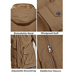 MAGCOMSEN Winter Coats for Mens Military Parka Jacket Fleece Lined Winter Cargo Jackets Khaki S