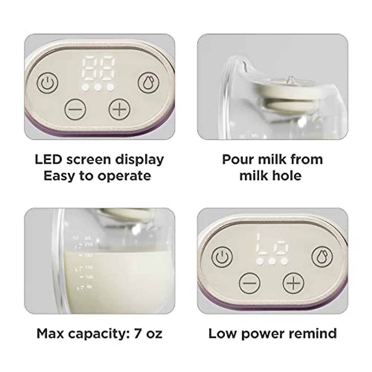 Phanpy E-Joy S2 Wearable Hands Free Portable Breast Pump, 3 Modes 8 Levels High Performance LED Touch Screen Low Noise, 7oz Capacity 20&24 mm(2 Counts)