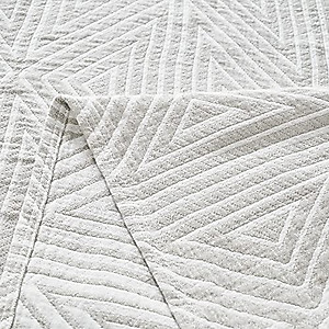 jinchan Cotton Throw Blanket Grey Throw Blanket for Couch Cozy Blanket Cotton Twin Size Bed Throw 3 Layer Spring Blanket Gray Coverlet Geometric Quilt Soft Blanket Baby Kid Gift 60x80 Inch