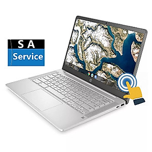 HP 14in Touchscreen Chromebook, Intel Celeron N4000, 4GB RAM, 64GB eMMC, WiFi, Bluetooth, Webcam, Audio by B&O, SA Service, Chrome OS, Brilliant Silver (Renewed)