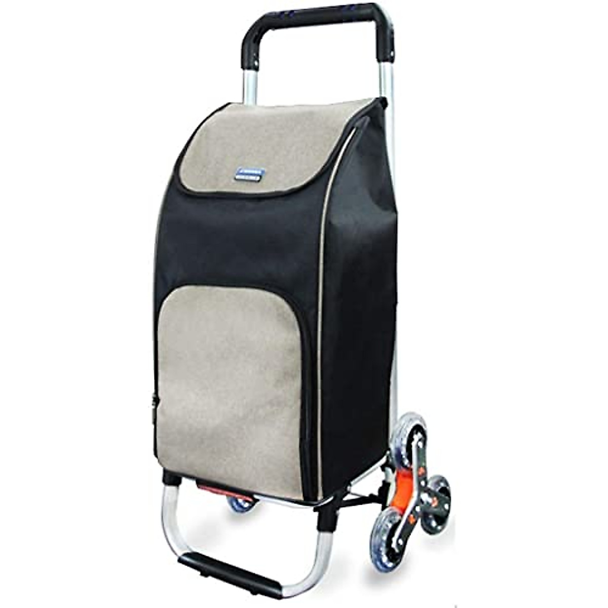 Shopping Trolley on Wheels Multi Function Shopping Cart Aluminum Climbing Stairs with 6 Round Folding Trolley Storage Hand Trucks,Black ,