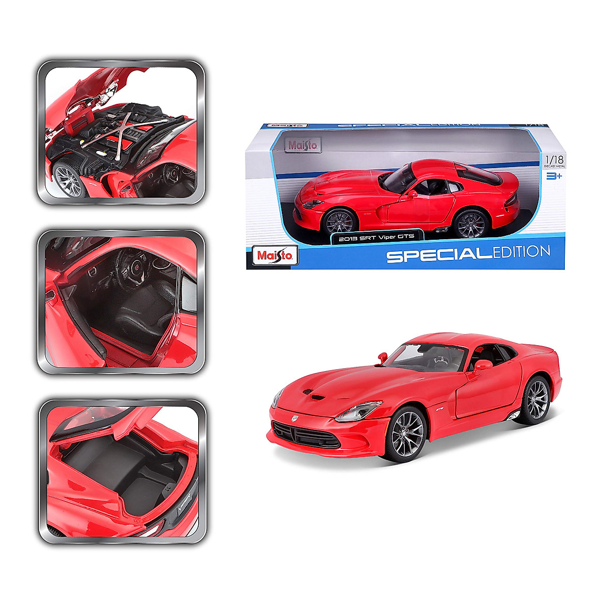 Maisto 1:18 Scale 2013 SRT Viper GTS Diecast Vehicle (Colors May Vary)