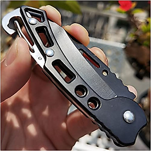 4 Pack Self-Defense Folding Knife With Key Ring Easy To Everyday Carry, Outdoor Survival Stainless Steel Pocket Knife (Black)