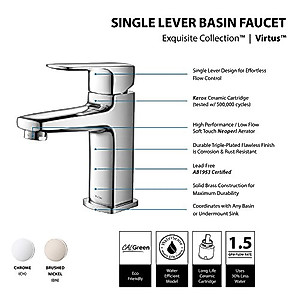 Kraus KEF-15501CH Virtus Single Lever Basin Faucet, Chrome