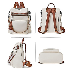 OPAGE Leather Backpack Purse for Women Fashion Tassel Ladies Shoulder Bags Designer Large Backpack Travel Bag