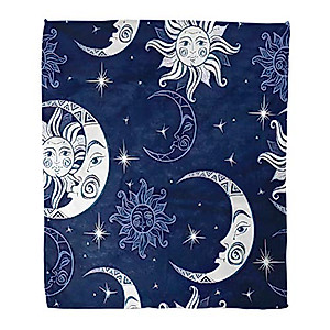 Sun and Moon Mystery Blanket,Plush and Warm Home Soft Cozy Light Weight Fuzzy Throw Blankets for Couch Bed Sofa,Sun Moon and Stars Space Night Sky A Magical FAI,50"x60"