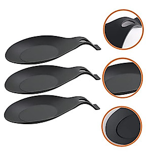 DOITOOL 3pcs Silicone spoon rest cooking accessories utensil rest plate teapot spoon rest cooking spoon holder kitchen spoon rest silicone spoon holder utensils Simple tea spoon