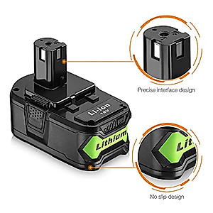 LORDONE 2Pack 6500mAh P108 Lithium Battery Compatible with Ryobi 18V one+ Battery for P100 P102 P103 P104 P105 P107 P109 P190 Cordless Tool Battery