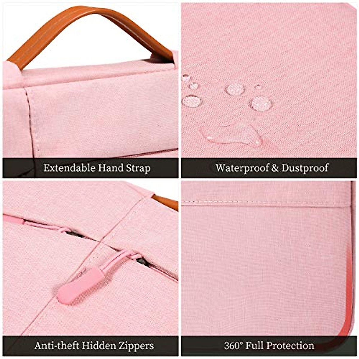 imComor 14-15 Inch Waterproof Laptop Sleeve Briefcase Women Ladies Bag, Pink