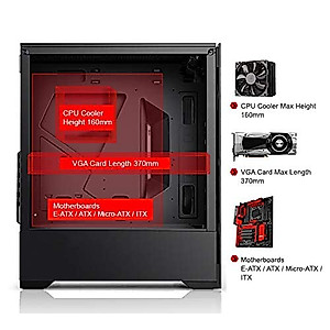 Bgears b-Voguish Gaming PC with Tempered Glass Mid Tower, USB3.0, Support E-ATX, ATX, mATX, ITX. (Note: Fan NOT Included in This Model. Only b-Voguish-RGB (ASIN# B08W2MXBQJ) Come with ARGB Fans)