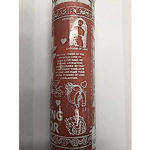 Love Drawing Talisman Unscented Pink Pillar Candle in Glass
