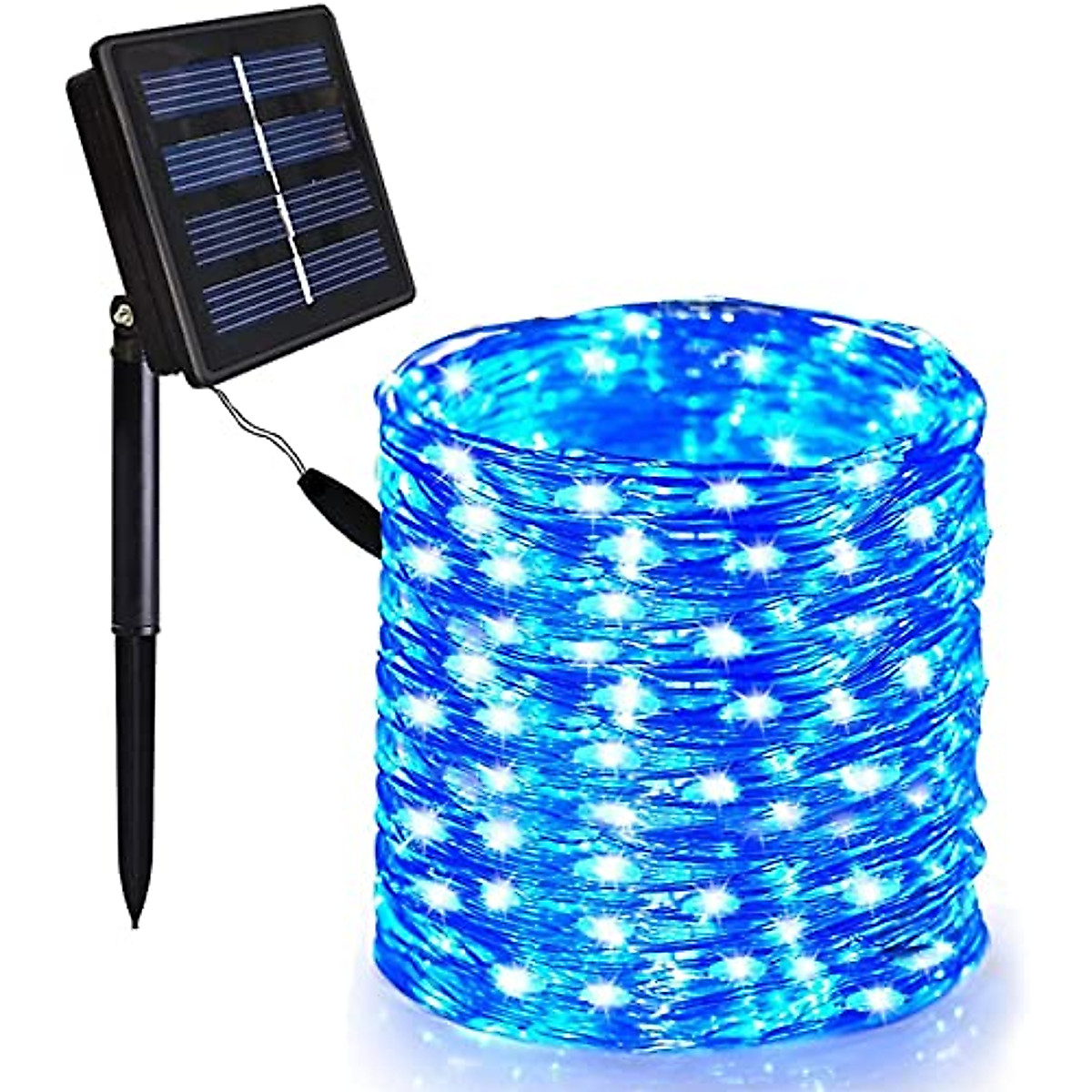 SOLARMKS Solar String Lights,200 LED Solar Lights Outdoor 8 Modes Blue Christmas Lights Waterproof Solar Fairy Lights for Pool Garden Patio Wedding Party Christmas Holiday Outdoor Decorative