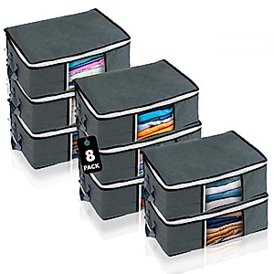 NAJHOM Sheet Organizers and Storage - 8 Pack Closet Storage Bins Extra Large Capacity Storage Bags for Clothes Waterproof Blanket Storage Bags
