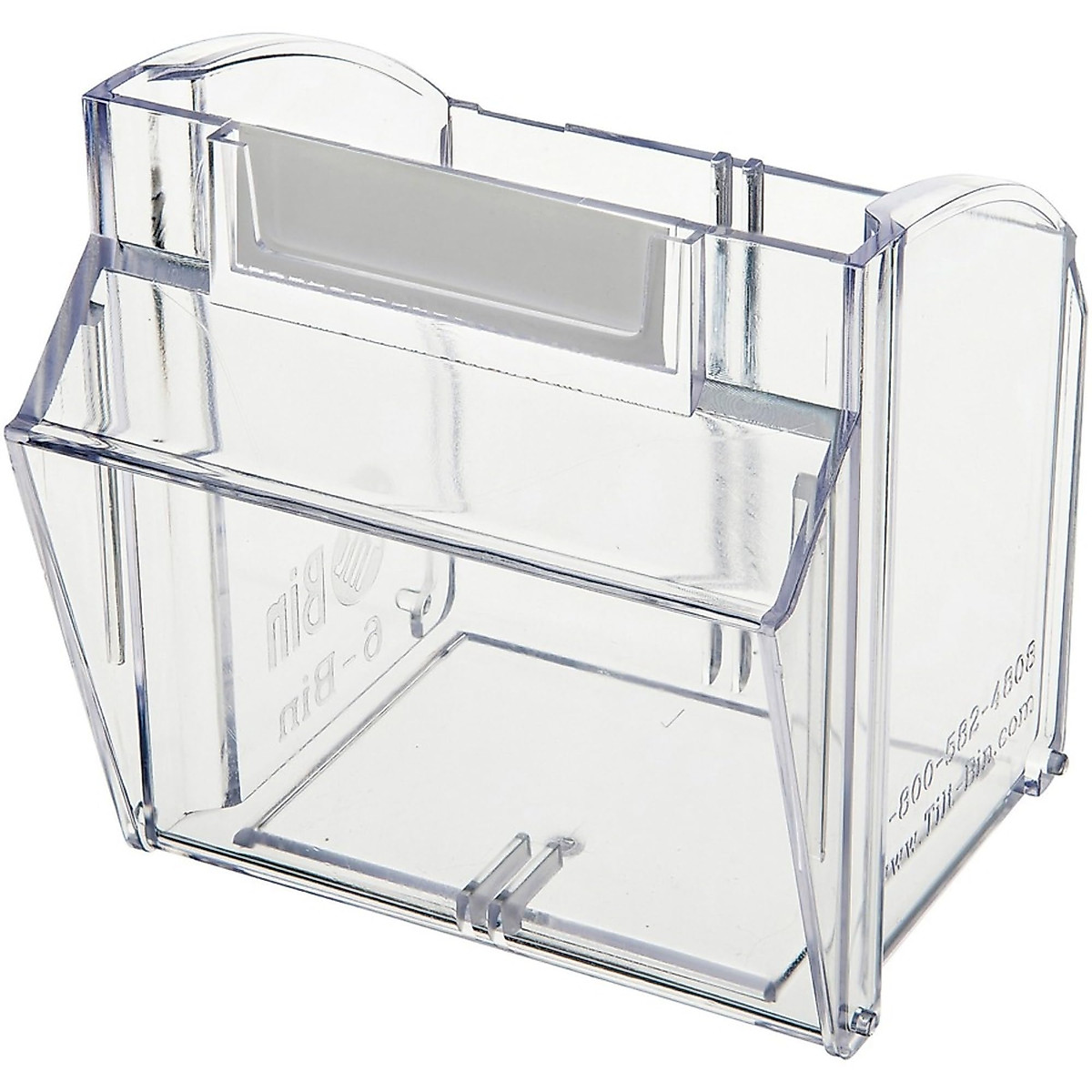 Deflecto Interlocking Tilt Bin, 6 Bin Unit, Clear and White, 23-5/8” x 4-1/2” x 3-5/8” (20603OP)