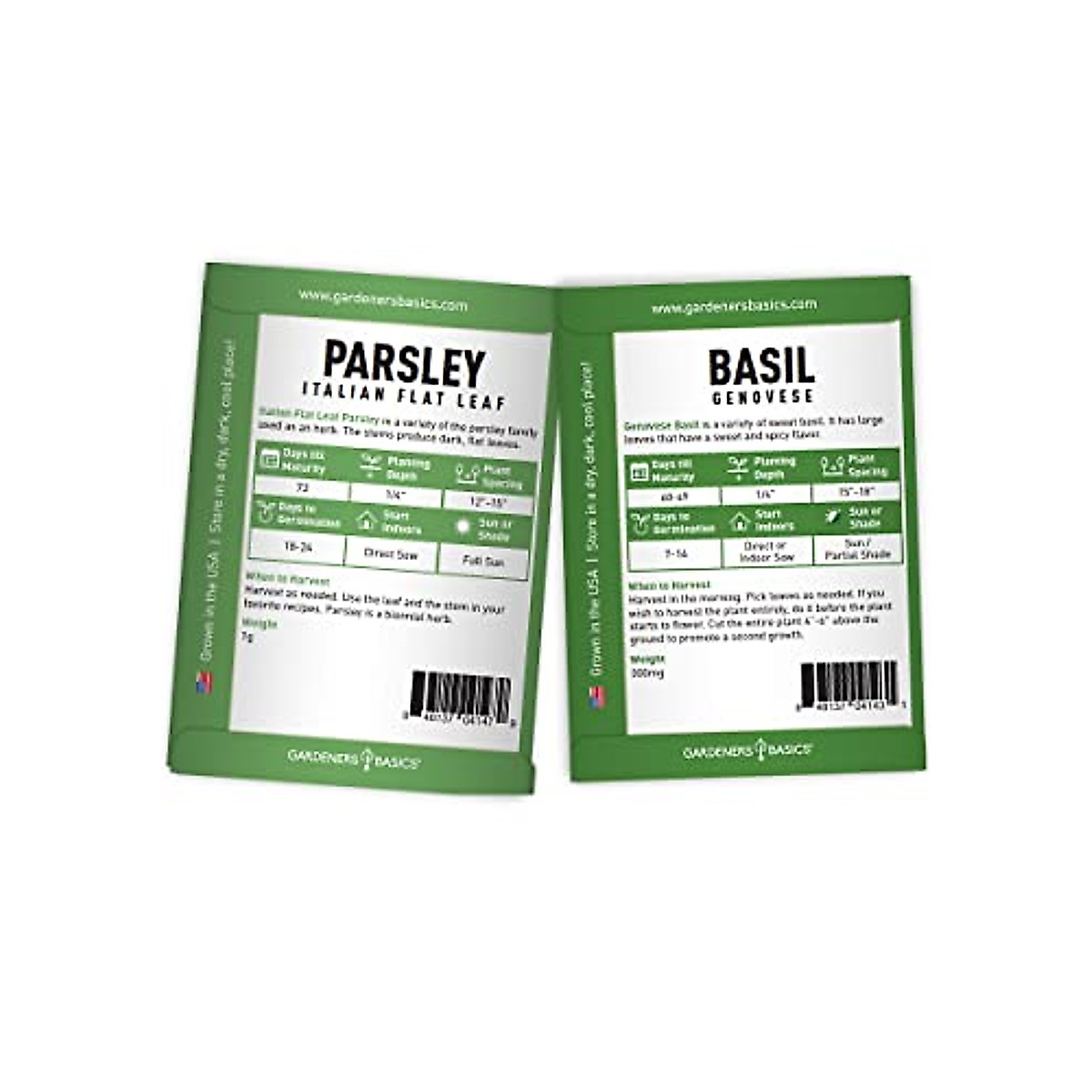 Italian Herb Seeds for Planting 5 Variety Herbs Seed Packets Including Italian Flat Leaf Parsley, Sage, Oregano, Thyme, Basil - Great for Kitchen Herb Garden, Hydroponics Heirloom - Gardners Basics