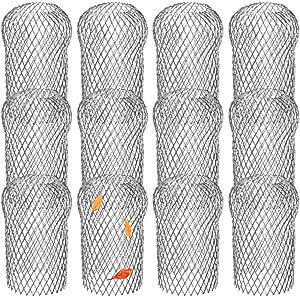 Lyellfe 12 Pack Gutter Strainer, 4 Inch Expandable Gutter Downspout Guards, Aluminum Mesh Gutter Filter Strainer, Stop Blockage Leaves Debris, Fits for 1.7"W - 4"W Holes
