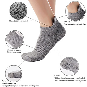 Amstt 4 Pairs Grip Socks for Womens Pilates Barre, Dance, Pilates, Yoga Non-Slip Socks (4 Pair Black)