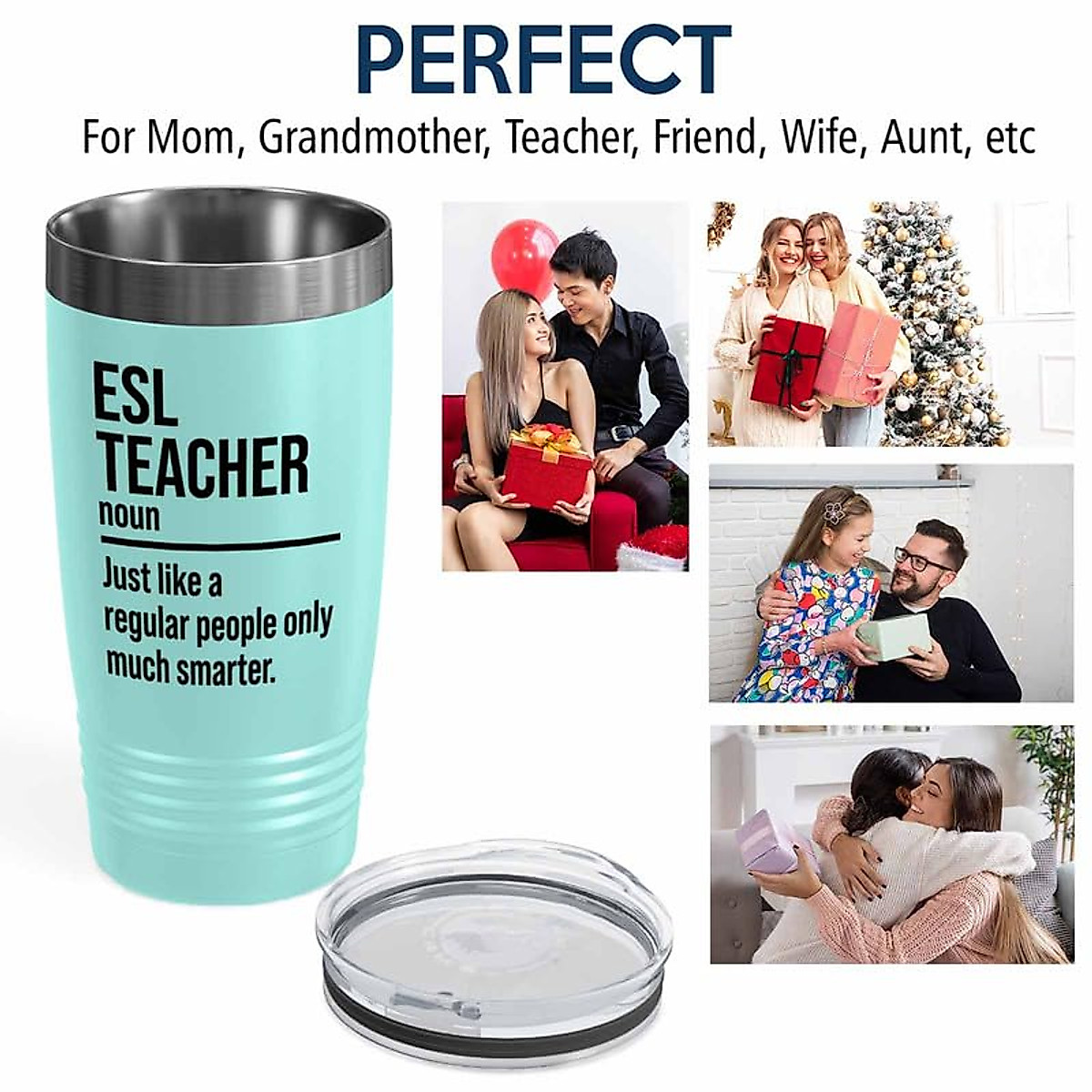 Flairy Land ESL Teacher Tumbler 20oz Silver -ESL teacher B - Linguist Bilingual Kids Idiom English Teacher School Assistant Language Learner Educator