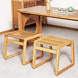 JIKUGO Bamboo Detachable Soft Square Chair - Dining Chair,Plain Bamboo Seat for Home and Kitchen(Wood Color)
