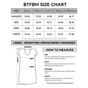 BTFBM Women V Neck Short Sleeve Summer Dresses Beach 2025 Spring Casual Loose Tunic Short T-Shirt Dress Pajamas Pockets(Blue, XX-Large)