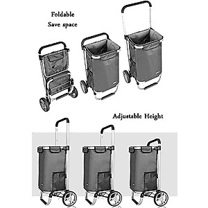 Shopping Trolley on Wheels Multi Function Shopping Cart Folding Portable Climbing Stair Trolley Trailer,Insulation Trolley Frame Drawstring Sealing Storage Hand Trucks,
