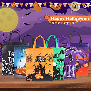 emzrivo 6PCS Halloween Trick or Treat Bags Halloween Large Gift Bag Halloween Tote Bags with Handles, Halloween Non-Woven Bags for Trick or Treat, Halloween Party Supplies, 15×11.8×3.9”