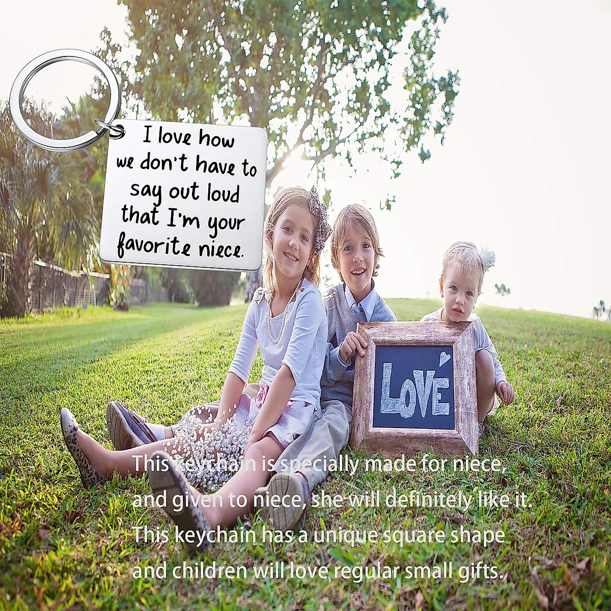 Ukodnus Keychain for Aunts and Uncles, I'm Your Favorite Niece Keychain, Stainless Steel, White, Unisex Gift for Birthdays, Christmas, Valentine's Day