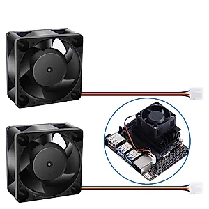 GeeekPi 2-Pack Fan for NVIDIA Jetson Nano, DC 5V 4020 Cooling Fan 40mm×40mm×20mm with Dual Ball Bearing PWM Speed Adjustment Strong Cooling Air Fan with 4PIN Reverse-Proof Connector