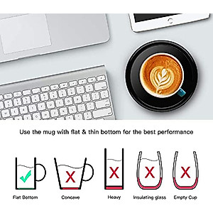 Smart Coffee Warmer, BESTINNKITS Auto On/Off Gravity-induction Mug Warmer for Office Desk Use, Candle Wax Cup Warmer Heating Plate (Up To 131F/55C) (Black)