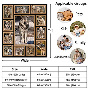 SKT T1 Wolf Blanket Funny Wolf Wolves Animal Throw Blankets for Men Women Kids, Brown Wolf Gifts for Christmas Birthday, Soft Comfy Warm Flannel Blankets for Sofa Bed Couch Camping Travel 60"x50"