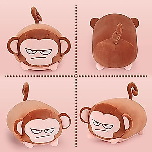 Achwishap Monkey Stuffed Animals,Monkey Plush Toy Hugging Pillow,Squishy Monkey Plush Pillow,Soft Fluffy Monkey Throw Plushie Doll,Unique Plushies Monkey for Kids Adults Bedtime Gifts(9.05”Brown)