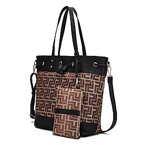 MKF Crossbody Hobo Bag for Women Handbag & Wristlet Wallet Purse Set – PU Leather Top Handle Shoulder Strap Black