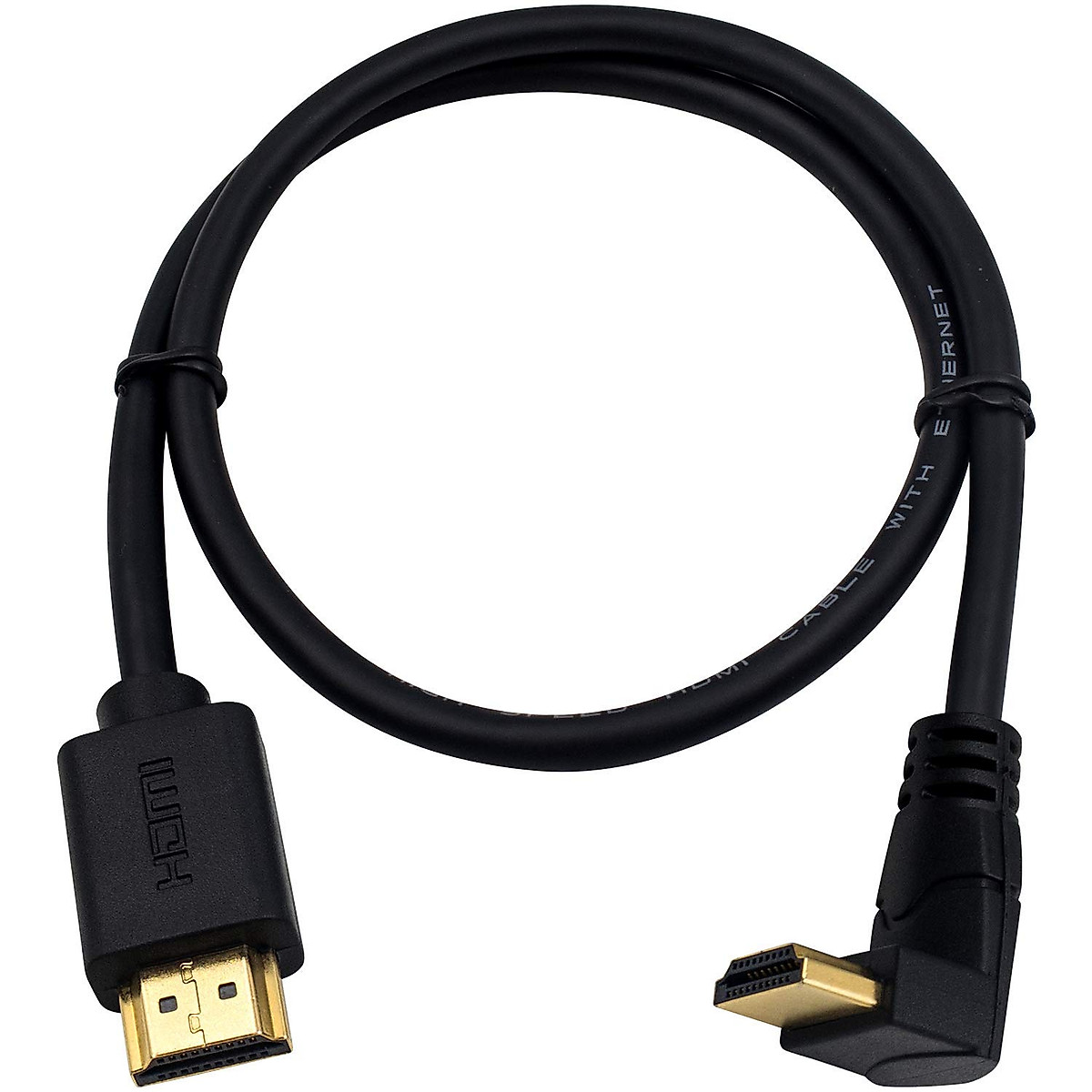 Poyiccot HDMI 2.0 Cable 2 Feet, 4K@60Hz HDMI to HDMI Cable, 90 Degree HDMI Male to Male Cable 18Gbps High Speed HDMI 2.0 Cable Gold-Plated Upward Angle HDMI Connector Cable (M/M Up)