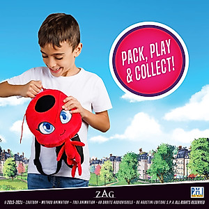 P.M.I. Miraculous Ladybug Plush School Backpack| One of Two 12-Inch-Tall Collectibles | Miraculous Ladybug Toys and Playable Plush Backpacks | Tikki| Miraculous Ladybug Kids’ Toys | Licensed Plush