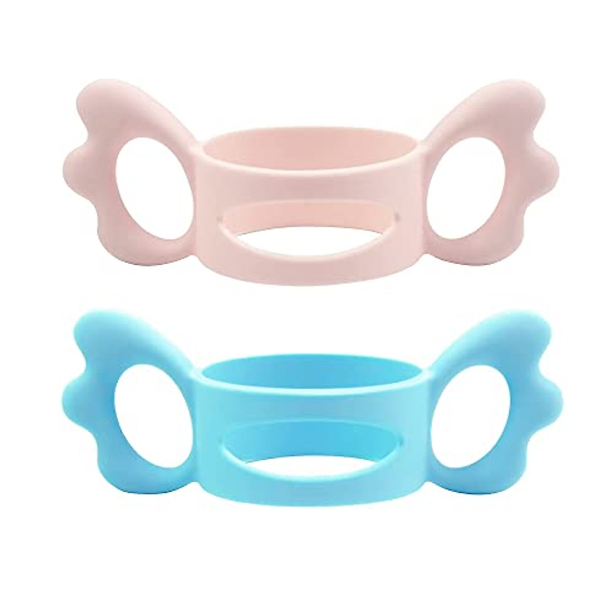 FAREVER Baby Bottle Handles, Silicone Wide-Neck Baby Bottle Handle, Outer Diameter Over 6cm for Bottle 2 Pack, Pink, Blue…