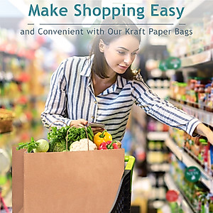 Bilinny Brown Paper Bags with Handles - Large Gift Bags with Handles - 16x6x12 Inches - 50 Pack Kraft Paper Bags - Paper Grocery Bags - Paper Bags for Small Business - Paper Shopping Bags with Handles