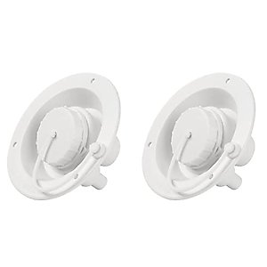 TonGass (2-Pack) Universal Fit Gravity Feed Fresh Water Fill Hatch Inlet for RV Trailers (White) - 4.5" Diameter Fill Hatch Inlet - with 1-1/4 Barbed Connector, Bayonet-Style Cap and 1/2" Air Vent