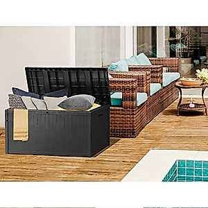 Patio Cushion Storage Box Waterproof Outdoor Deck Storage Box Lockable for Garden,Backyard,Pool,Lawn 120 -Gallons(Black)
