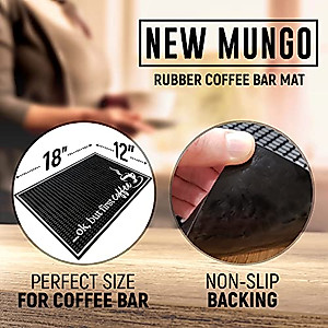 New Mungo Coffee Bar Mat - Coffee Bar Accessories for Coffee Station, Coffee Accessories, Coffee Bar Decor, Coffee Decor - Ok, But First Coffee Maker Mat for Countertops - Rubber Mat - 18”x12”