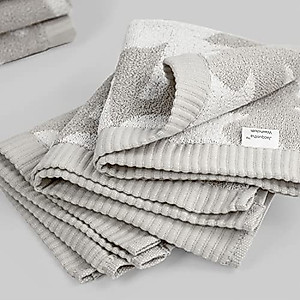 Washcloths 12” x 12”, Highly Absorbent Wash Cloths for Your Body, Four Leaf Clover Wash Clothes for Bathroom Spa (Light Gray), 12 Pack