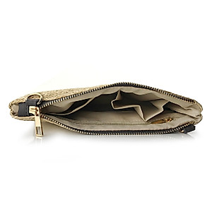 Straw Zipper Small Cross body bag Wristlet Clutch Womens Purse (Silver)