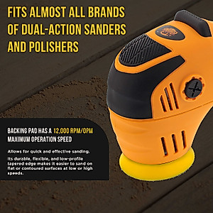 Dura-Gold Pro Series 3" Hook & Loop DA Backing Plate Pad, 2 Pack - Flexible Dual-Action Random Orbital Sander Polisher Pad, 5/16" Threads For Auto Woodworking Sandpaper Sanding Car Polishing Detailing