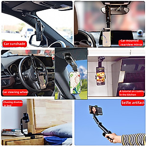 GOJUHANLIN 360 Rotatable and Retractable Car Phone Holder, Universal Adjustable Phone Holder for Most Phones, Compatible with Smartphones, Grey