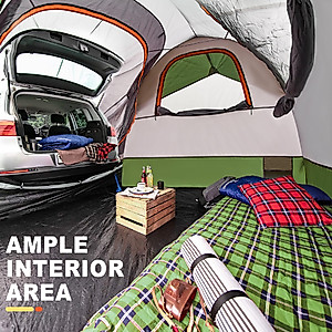 GoHimal SUV Tent for Camping, Waterproof PU3000mm Spacious Double Layer Design for 5-8 Person, Includes Rainfly and Storage Bag, 8FT L x 8FT W x 7.2FT H