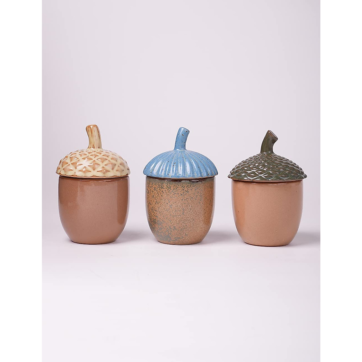 NENBOLEC 3pcs Cookie Jar Candy Dish Snack Tray Pinecone Gifts Sculpture Modern Decor Statue Table Centerpiece Crafts Ceramic Figurine Arts 4.7 inch