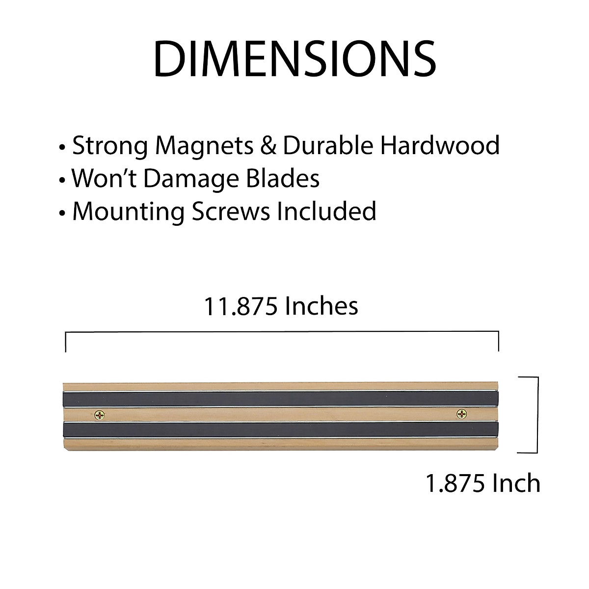 HIC Harold Import Co. HIC Magnetic Knife Holder and Tool Storage Bar, Wood, 12-Inches, 12 inch